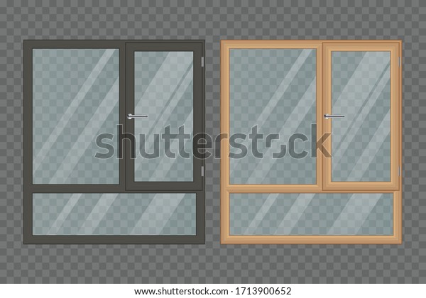 Wooden Windows Set Vector Illustration Isolated Stock Vector (Royalty ...