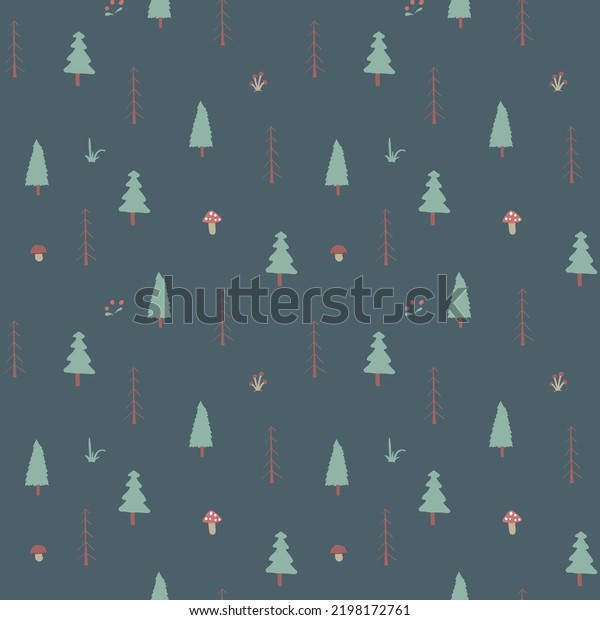 Woodland Seamless Pattern Forest Background Cute Stock Vector (Royalty ...