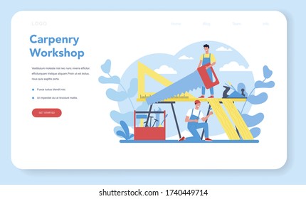 Woodworker Carpenter Concept Web Banner Landing Stock Vector (Royalty ...