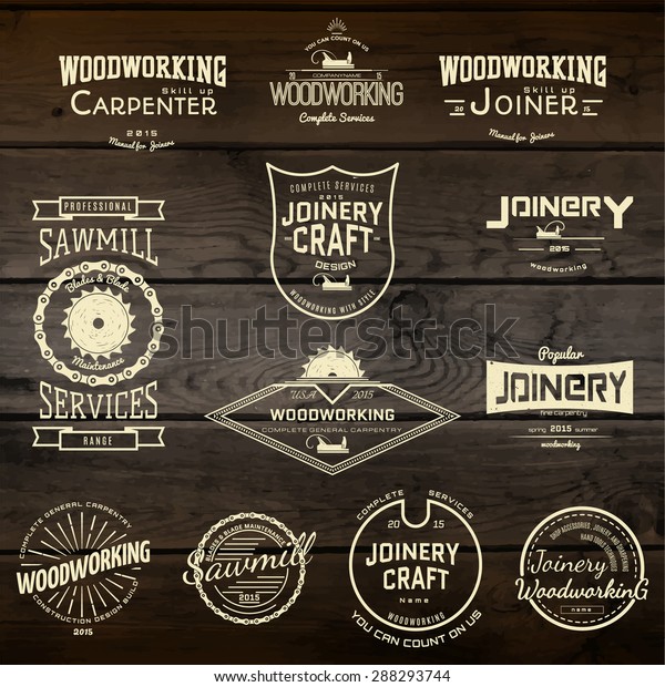 Woodworking Badges Logos Labels Any Use Stock Vector (Royalty Free ...