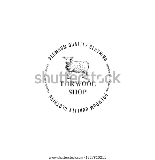 Wool Shop Logo Hand Drawn Lamb Stock Vector (Royalty Free) 1827910211