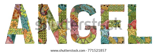 Word Angel Vector Decorative Zentangle Object Stock Vector (Royalty ...