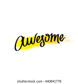 Word Awesome Trend Calligraphy Vector Illustration Stock Vector ...