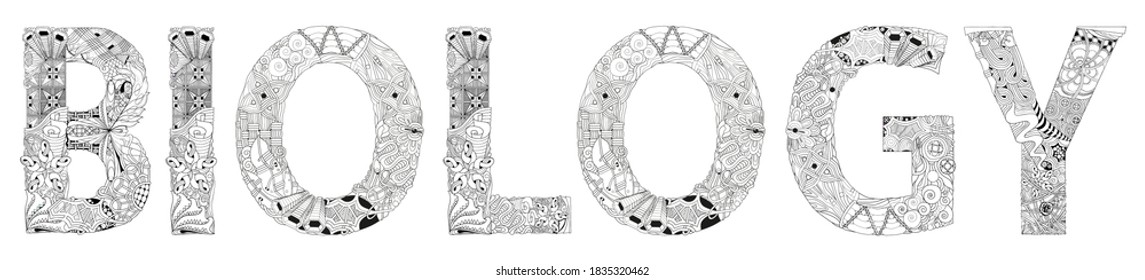 Word Biology Vector Zentangle Object Coloring Stock Vector (Royalty ...