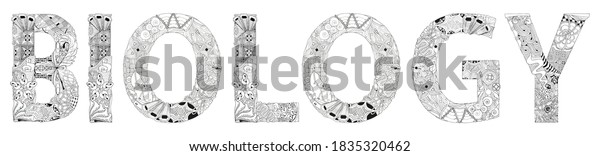 Word Biology Vector Zentangle Object Coloring Stock Vector (Royalty ...