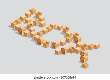 Word Box Boxes Vector Illustration: Stock-Vektorgrafik (Lizenzfrei ...