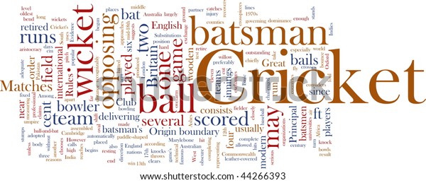 Word Cloud Concept Illustration Cricket Sport Stock Vector (Royalty ...