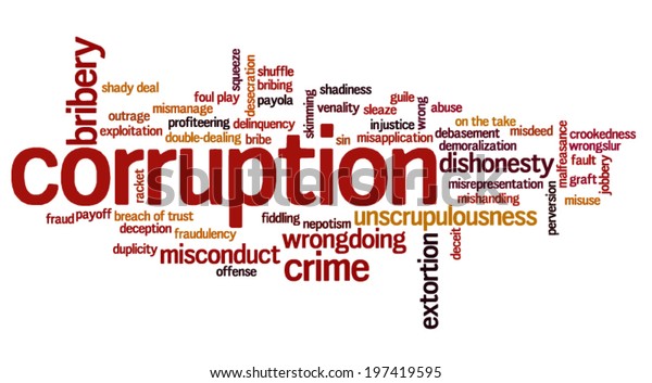 Word Cloud Containing Words Related Corruption Stock Vector (Royalty ...