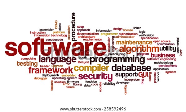 Word Cloud Containing Words Related Software Stock Vector (Royalty Free ...
