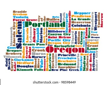 Word Cloud Map Oregon State: vector de stock (libre de regalías ...