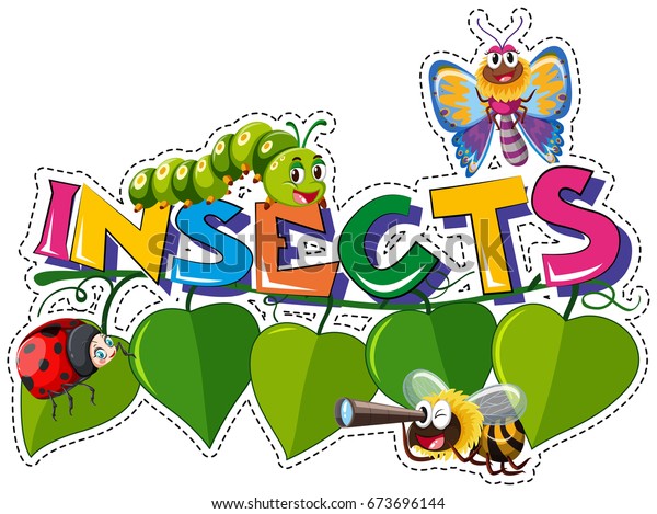 Word Design Insects Many Insects On Stock Vector (Royalty Free ...