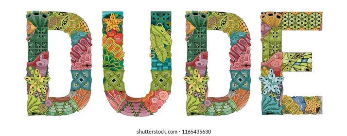 Word Dude Vector Decorative Zentangle Object Stock Vector (Royalty Free ...