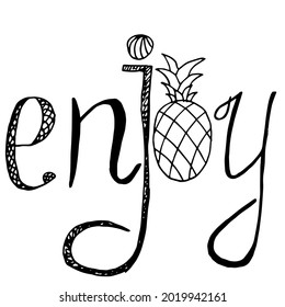 Word Enjoy Handdrawn Instead Letter O Stock Vector (Royalty Free ...