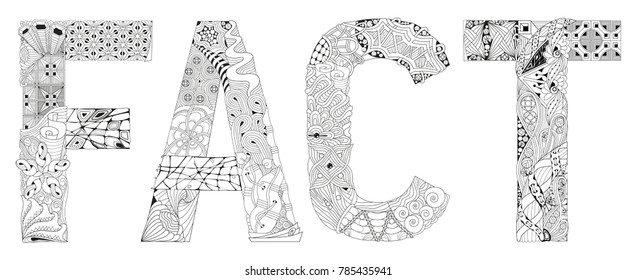 Word Fact Coloring Vector Decorative Zentangle Stock Vector (Royalty ...