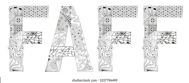 Word Coloring Vector Decorative Zentangle Object 库存矢量图(免版税)643892302