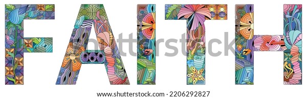 Word Faith Vector Decorative Zentangle Object Stock Vector (Royalty ...
