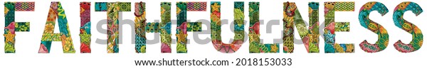 Word Faithfulness Vector Decorative Zentangle Object Stock Vector ...