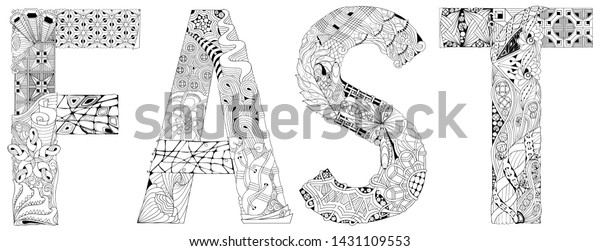 Word Fast Coloring Vector Decorative Zentangle Stock Vector (Royalty ...
