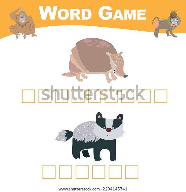 Word Game Sheet Complete Words Animals Stock Vector (Royalty Free ... Word Game Sheet Complete Words Animals Stock Vector (Royalty Free ...