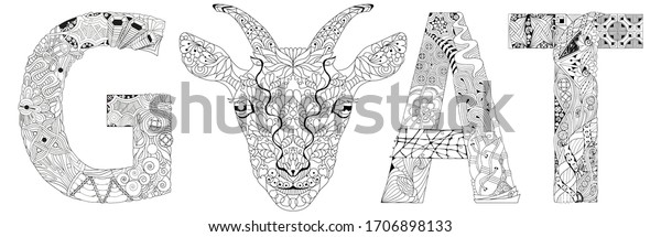 Word Goat Head Animal Vector Zentangle Stock Vector (Royalty Free ...