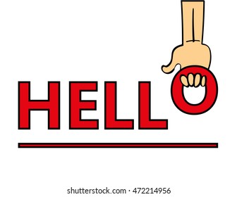 Word Hello Hand Holding Final Letter Stock Vector (Royalty Free ...