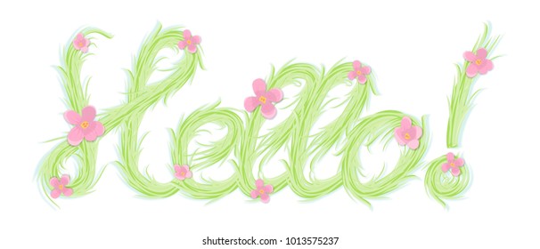 Word Hello Hand Written Symbol Green Stock Vector (Royalty Free ...