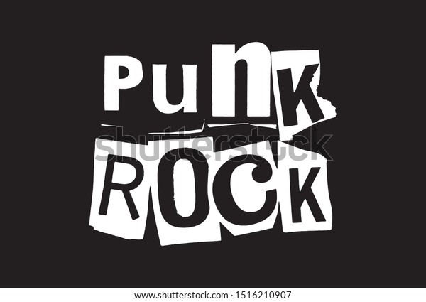Word Lettering Punk Rock Collage Art: vector de stock (libre de ...