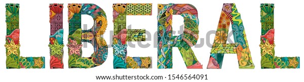 Word Liberal Vector Zentangle Object Decoration Stock Vector (Royalty ...