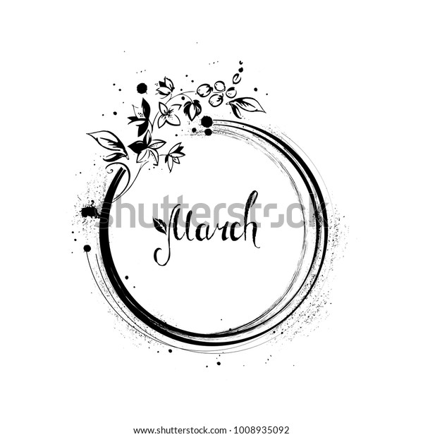 Word March Beautiful Black White Frame Stock Vector (Royalty Free ...