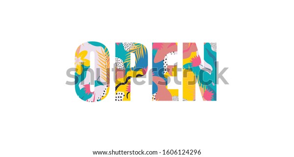Word Open Isolated Banner Design Modern: เวกเตอร์สต็อก (ปลอดค่า ...