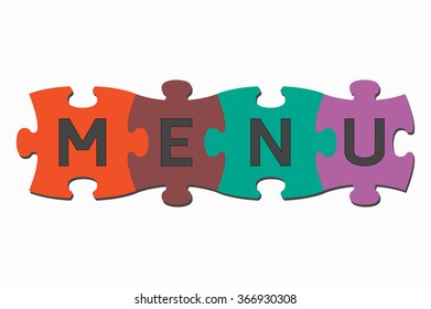 Word Puzzle Pieces Menu Stock Vector (Royalty Free) 366930308 ...