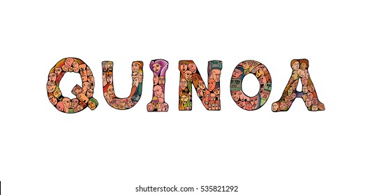 Word Quinoa Written Isolated Hand Drawn Stock Vector (Royalty Free ...