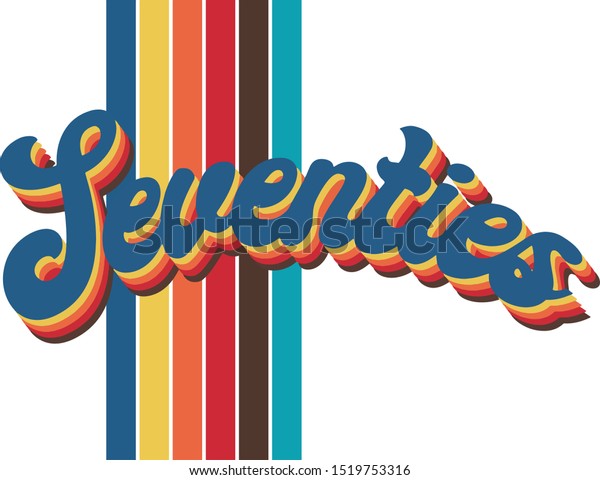 Word Seventies Psychedelic Typography 1970s Style Stock Vector (Royalty ...