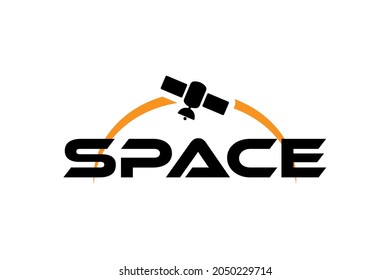 Word Space Satellite Orbit Vector Logo Stock Vector (Royalty Free ...