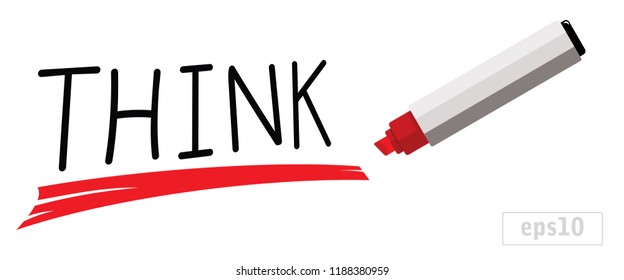 Word Think Underlined Red Marker Pen Stock Vector (Royalty Free) 1188380959