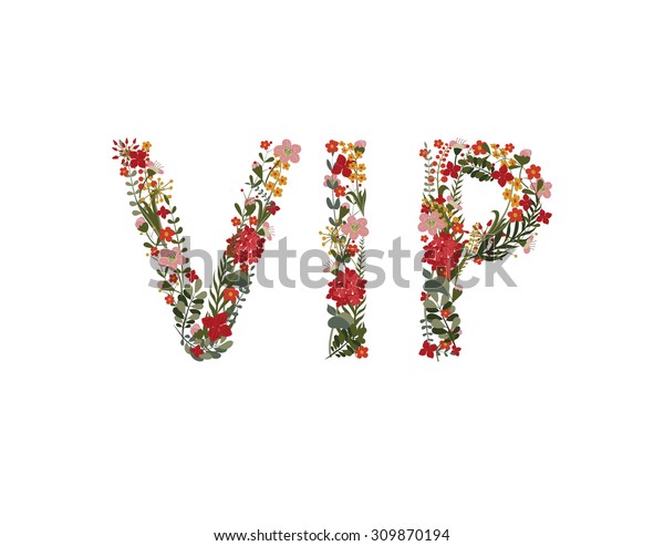 Word Vip Lined Flowers Leaves Editable Stock Vector (Royalty Free ...