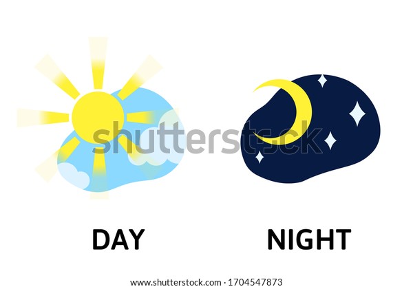 Words Day Night Comparison Textcard Opposite Stok Vektör (Telifsiz ...