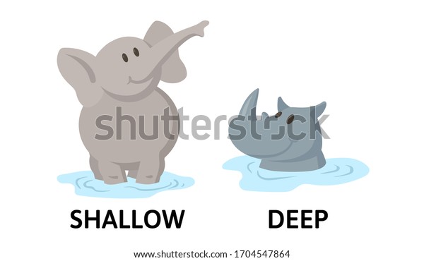 Words Deep Shallow Textcard Cartoon Elephant Stock Vector (Royalty Free ...