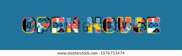 Words Open House Concept Written Colorful Stock Vector (Royalty Free ...