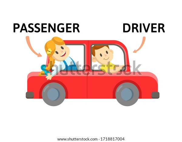 Words Passenger Driver Flashcard Text Cartoon Stock Vector (Royalty ...