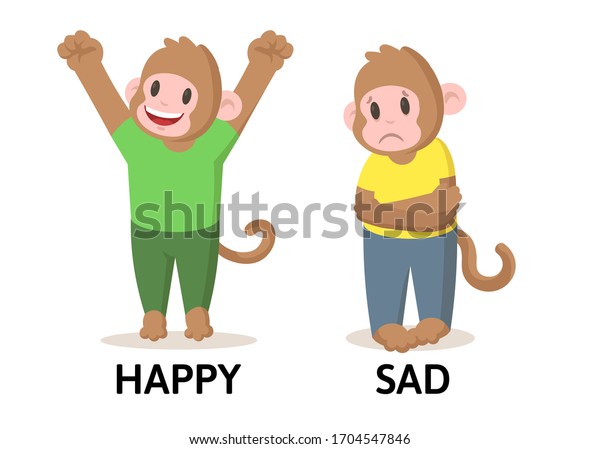 Words Sad Happy Textcard Two Cartoon Stock Vector (Royalty Free ...