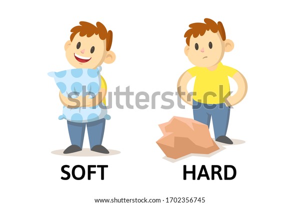 Words Soft Hard Textcard Cartoon Characters Stock Vector (Royalty Free ...