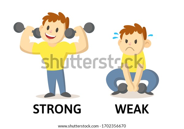 Words Strong Weak Textcard Cartoon Characters Stock Vector (Royalty ...