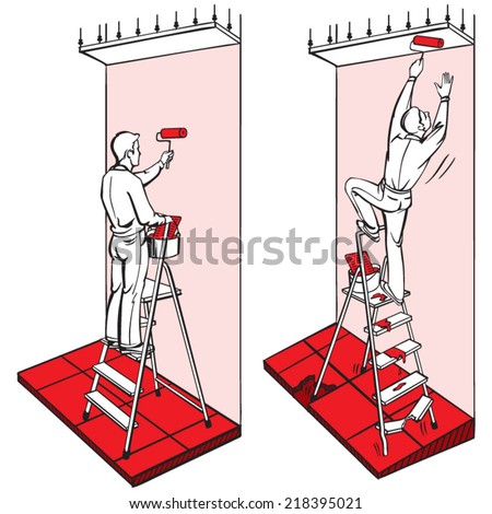 Work Atheight Safety Ladder 1 Stock Vector (Royalty Free) 218395021 ...