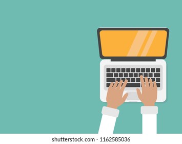 Work Background Laptop Hands On Keyboard Stock Vector (Royalty Free ...