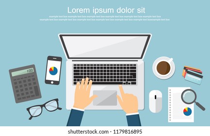 Work Desktop Top View Office Desk Stock Vector (Royalty Free ...
