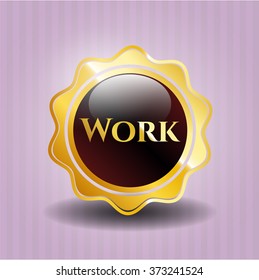 Work Golden Emblem Badge Stock Vector (Royalty Free) 373241524 ...