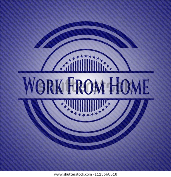 Work Home Badge Jean Texture Stock Vector (Royalty Free) 1123560518