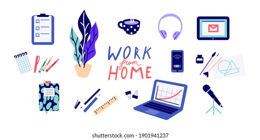 Work Home Concept Illustration Stay Safe Stock Vector (Royalty Free ...