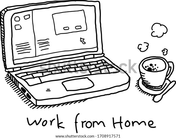 Work Home Doodle Hand Drawing Vector Stock Vector (Royalty Free ...